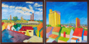 Lot 719: 2 Large Robert Stagg Louisville, KY O/B Cityscape Paintings ...